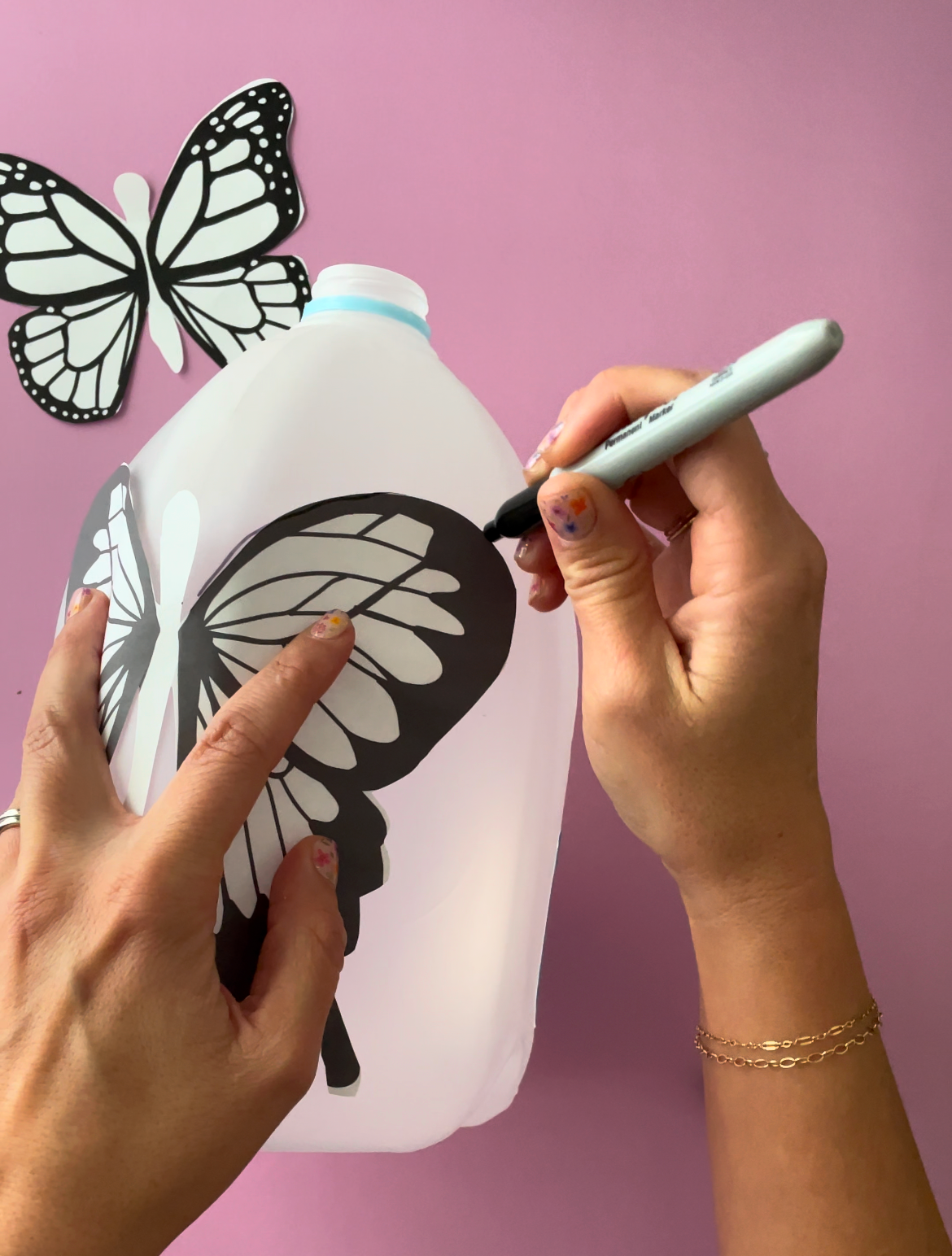 Upcycled Butterfly Craft - A girl and a glue gun