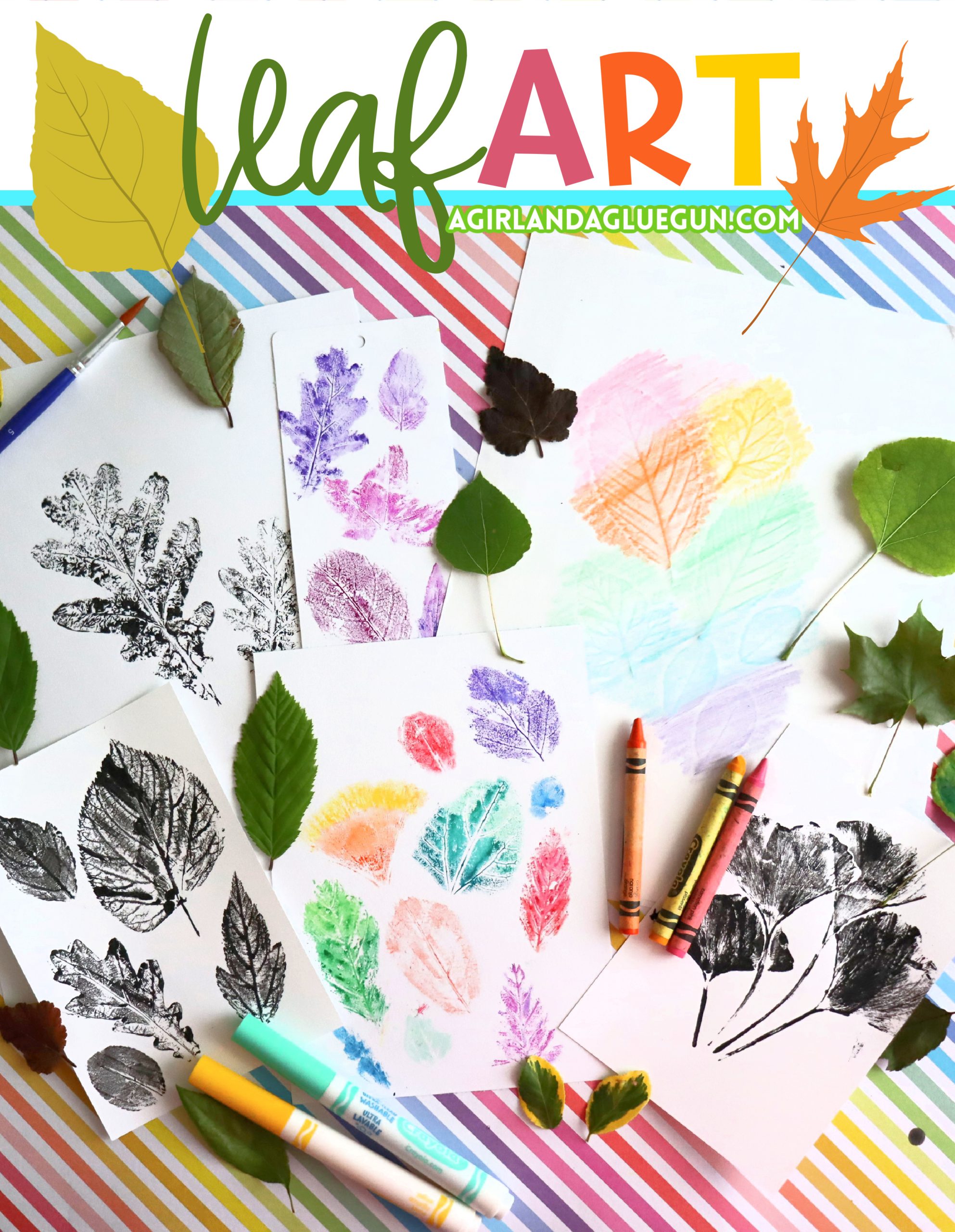 kid craft- leaf prints - A girl and a glue gun