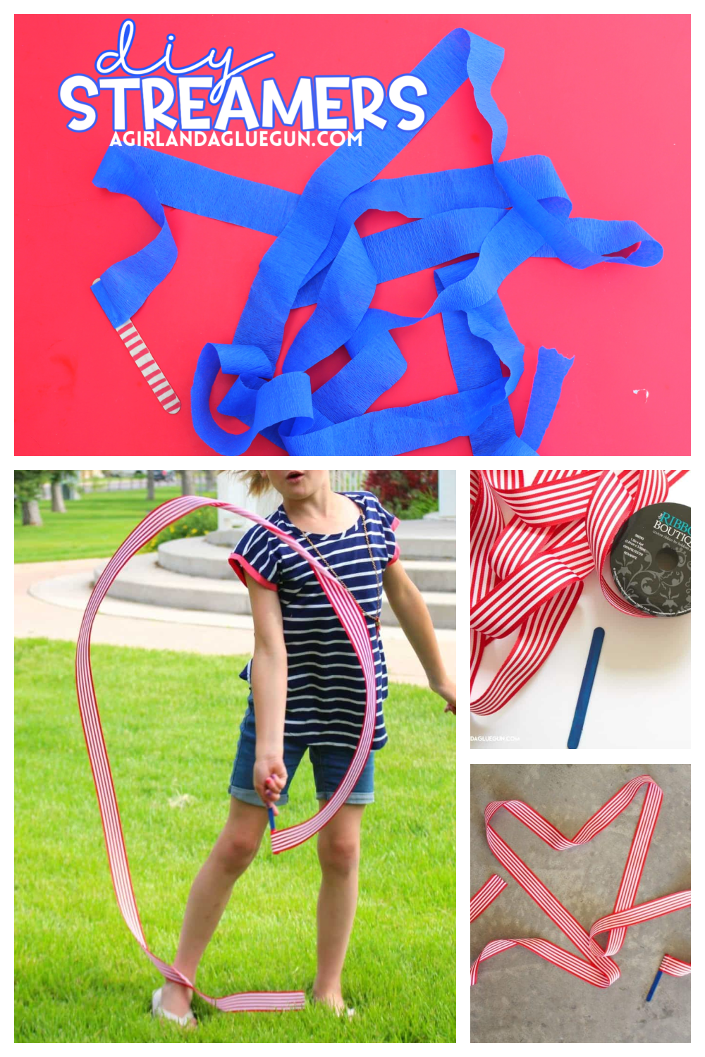 Ribbon Streamer craft - A girl and a glue gun