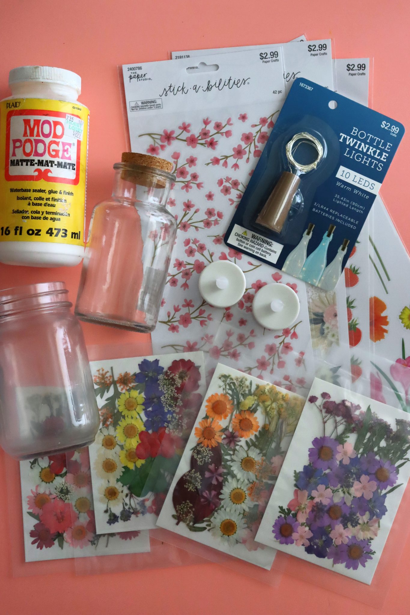 Pressed flower Jar - A girl and a glue gun