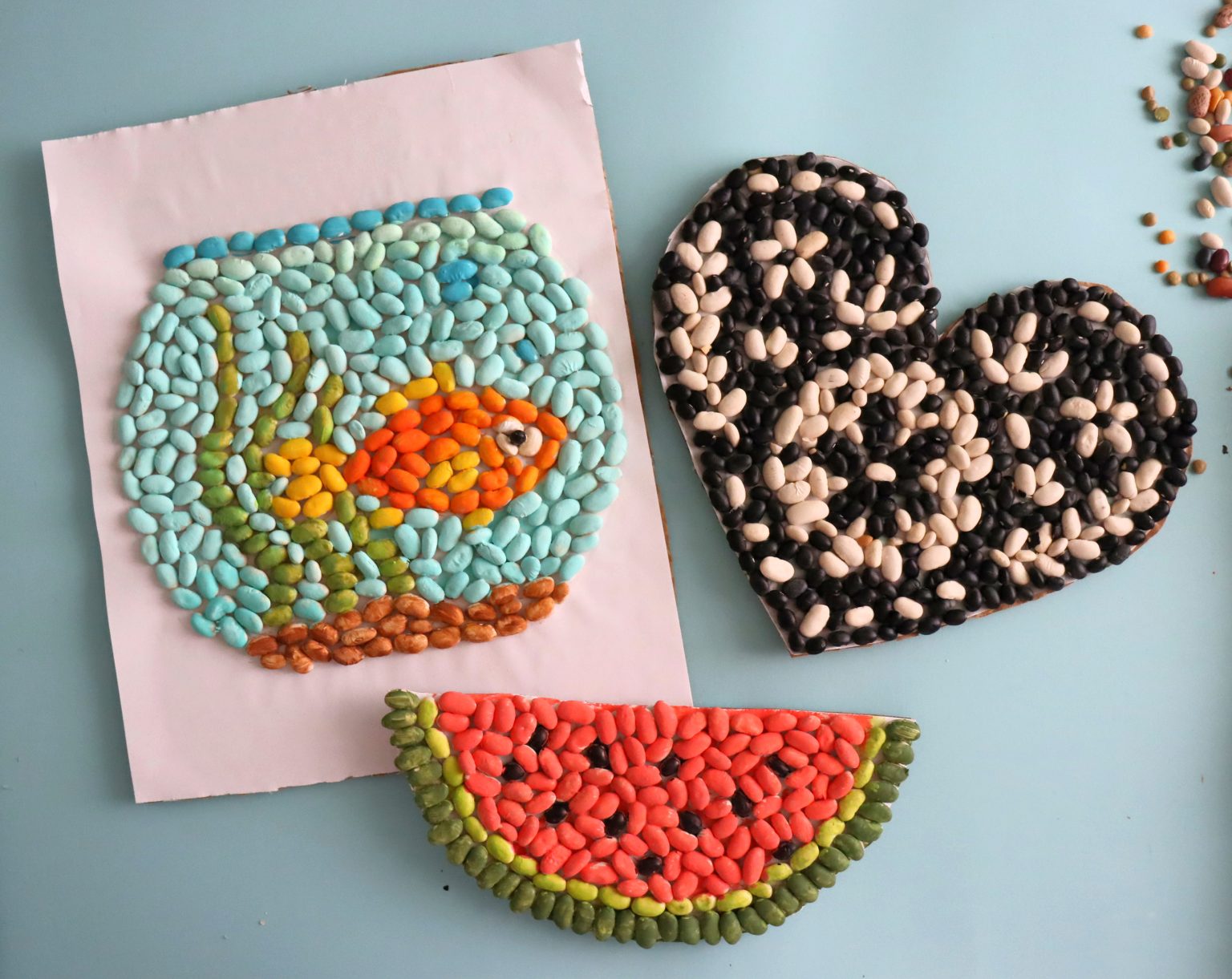Bean Art- Kids Craft - A girl and a glue gun