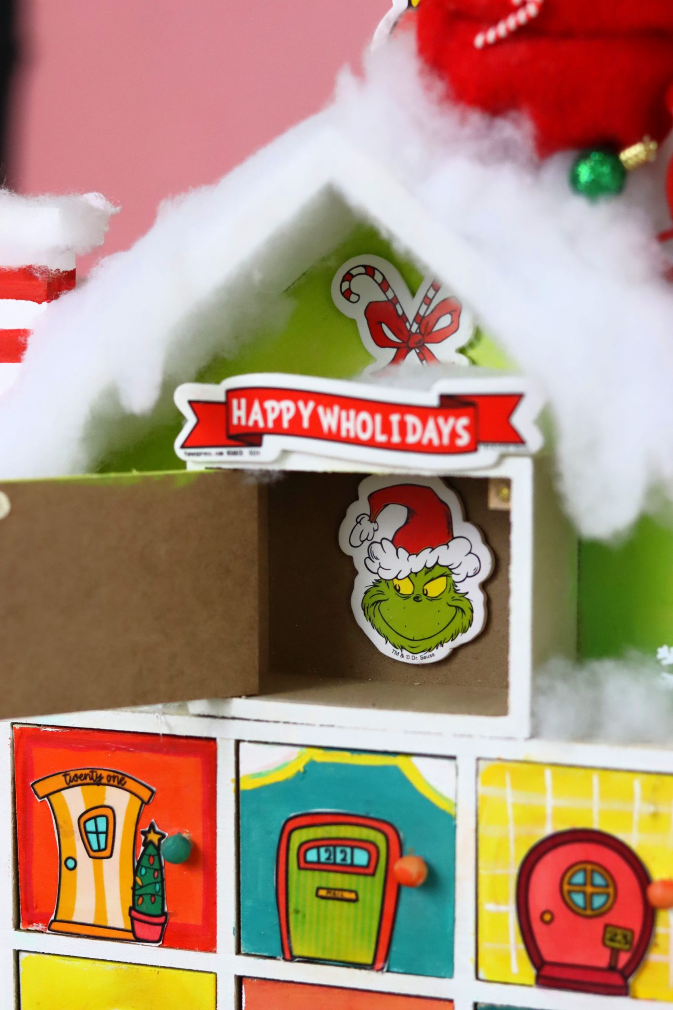 Grinch themed Advent Calendar - A girl and a glue gun
