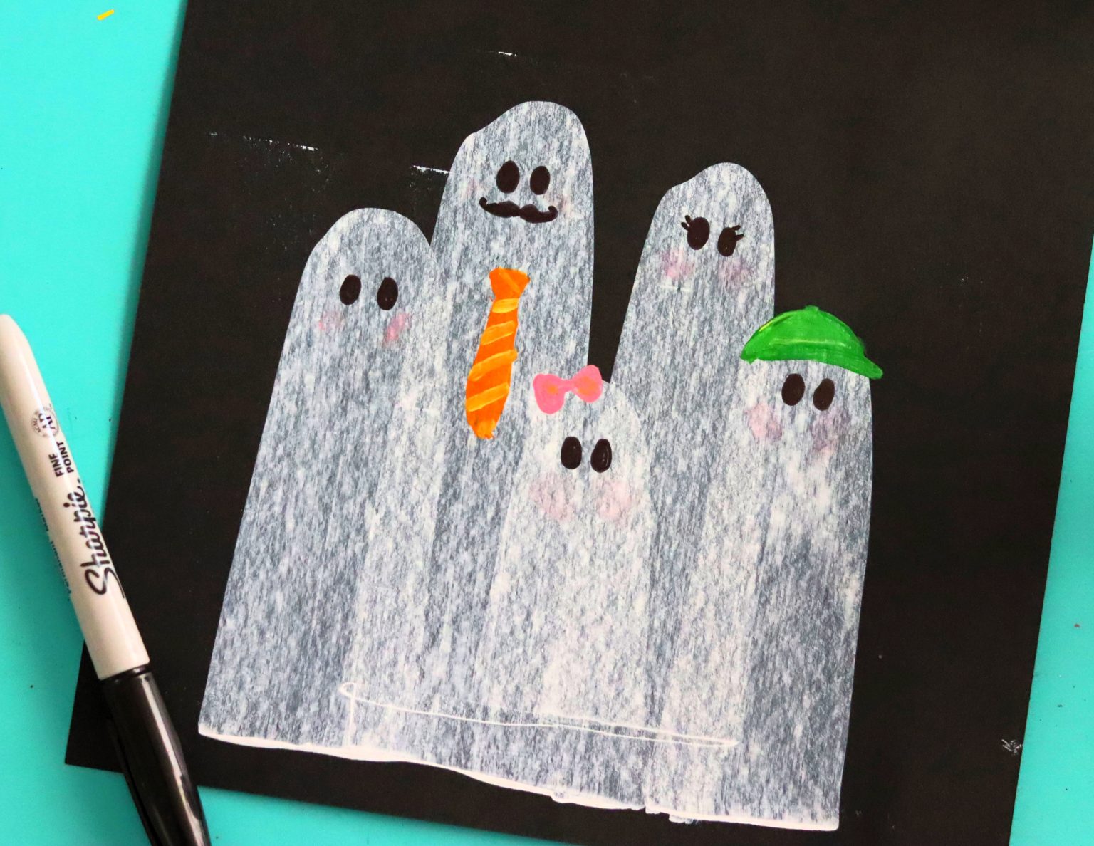 Ghost scrape painting - A girl and a glue gun