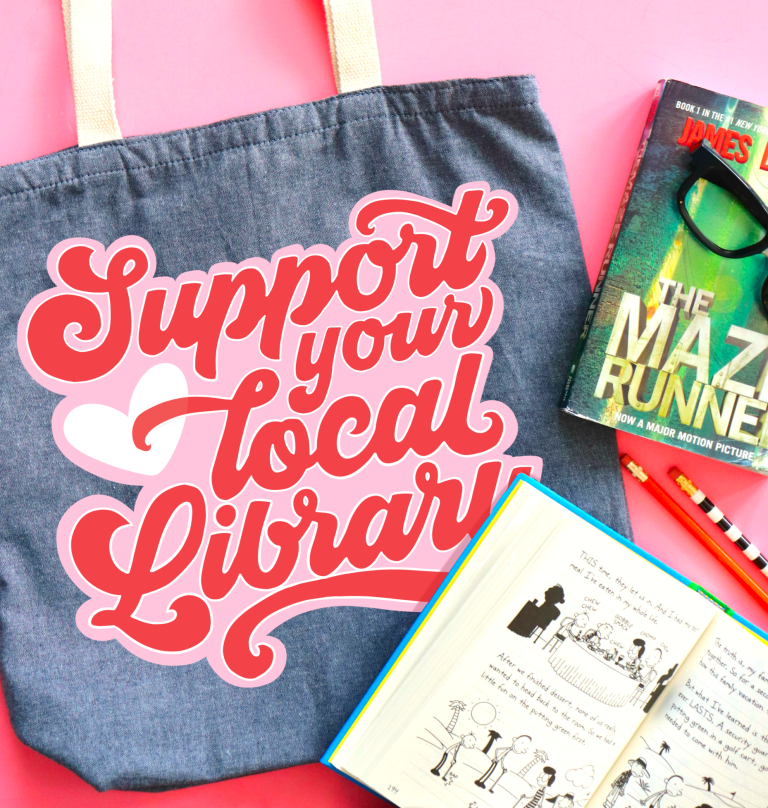 Support your local library SVG - A girl and a glue gun
