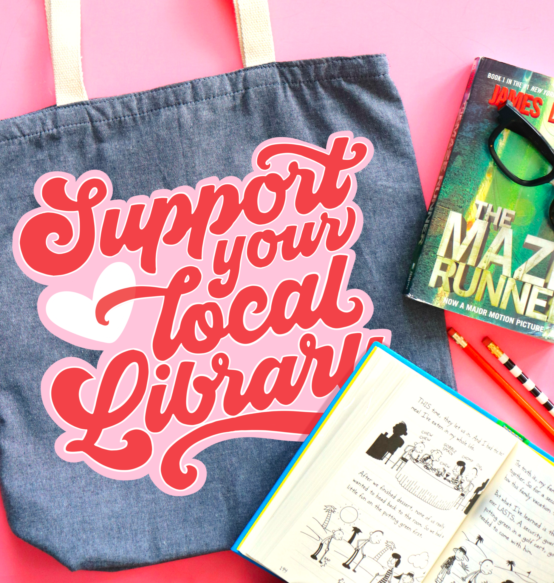 Support your local library SVG - A girl and a glue gun
