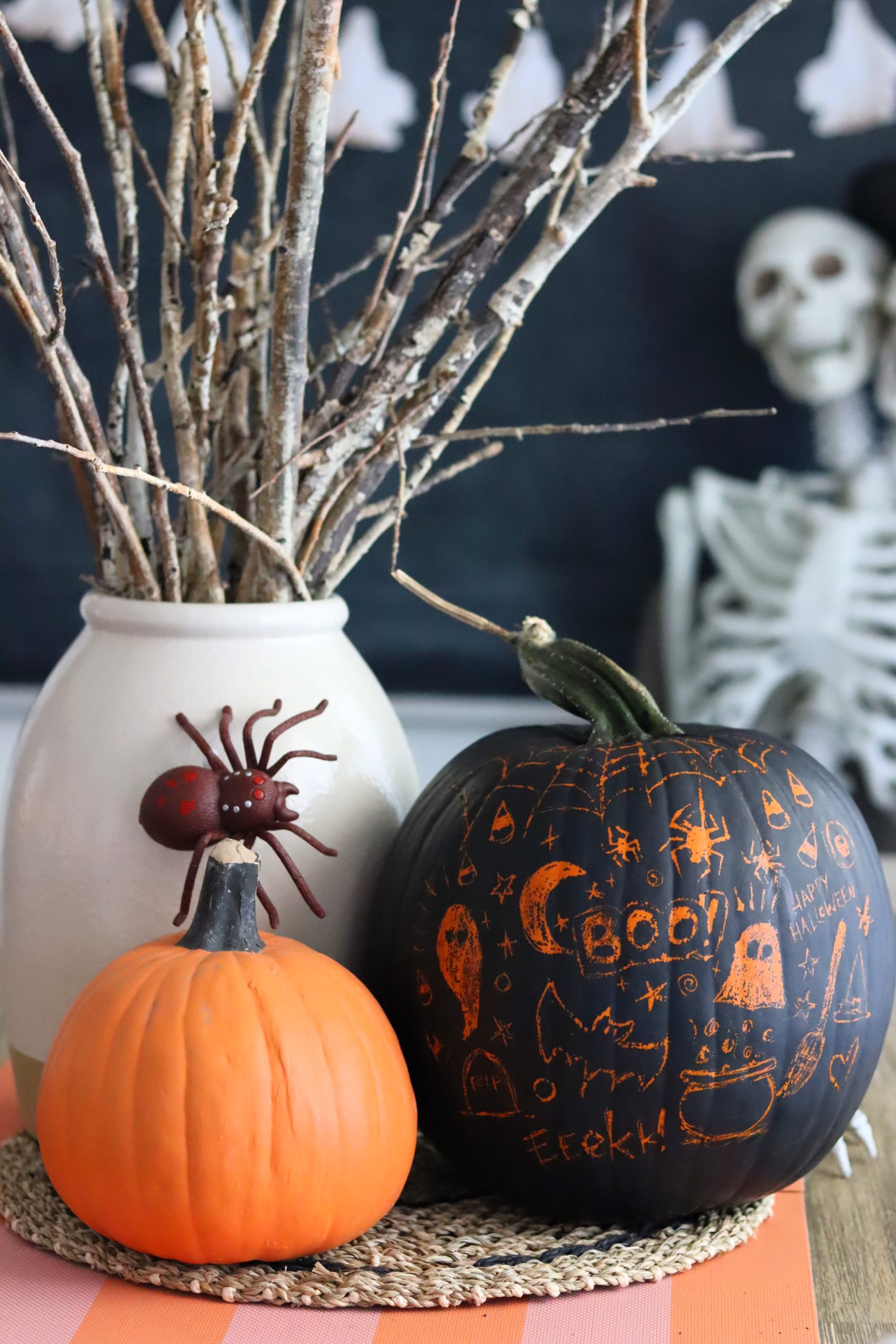 Black Scratch PUMPKIN craft - A girl and a glue gun