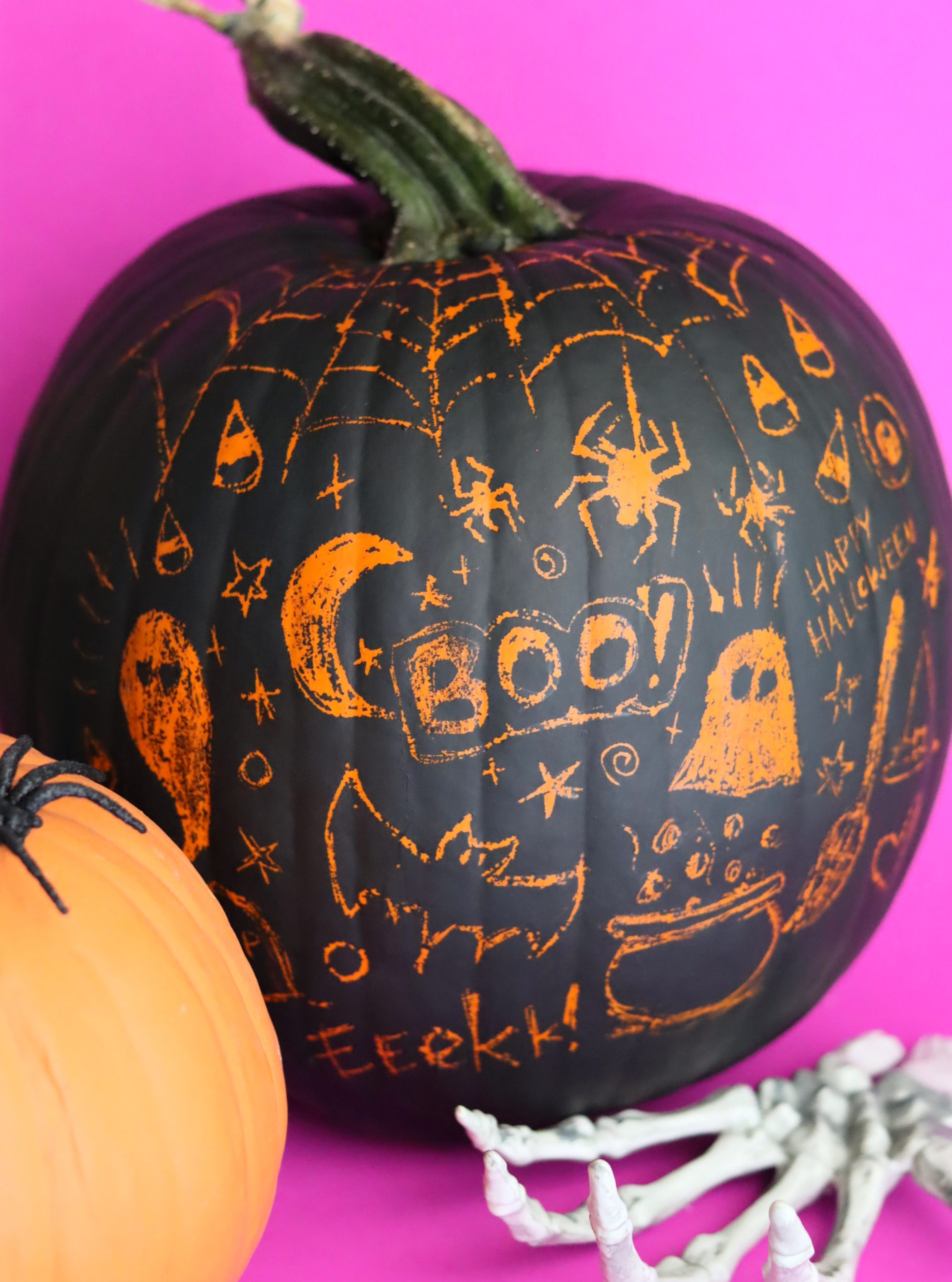 Black Scratch PUMPKIN craft - A girl and a glue gun