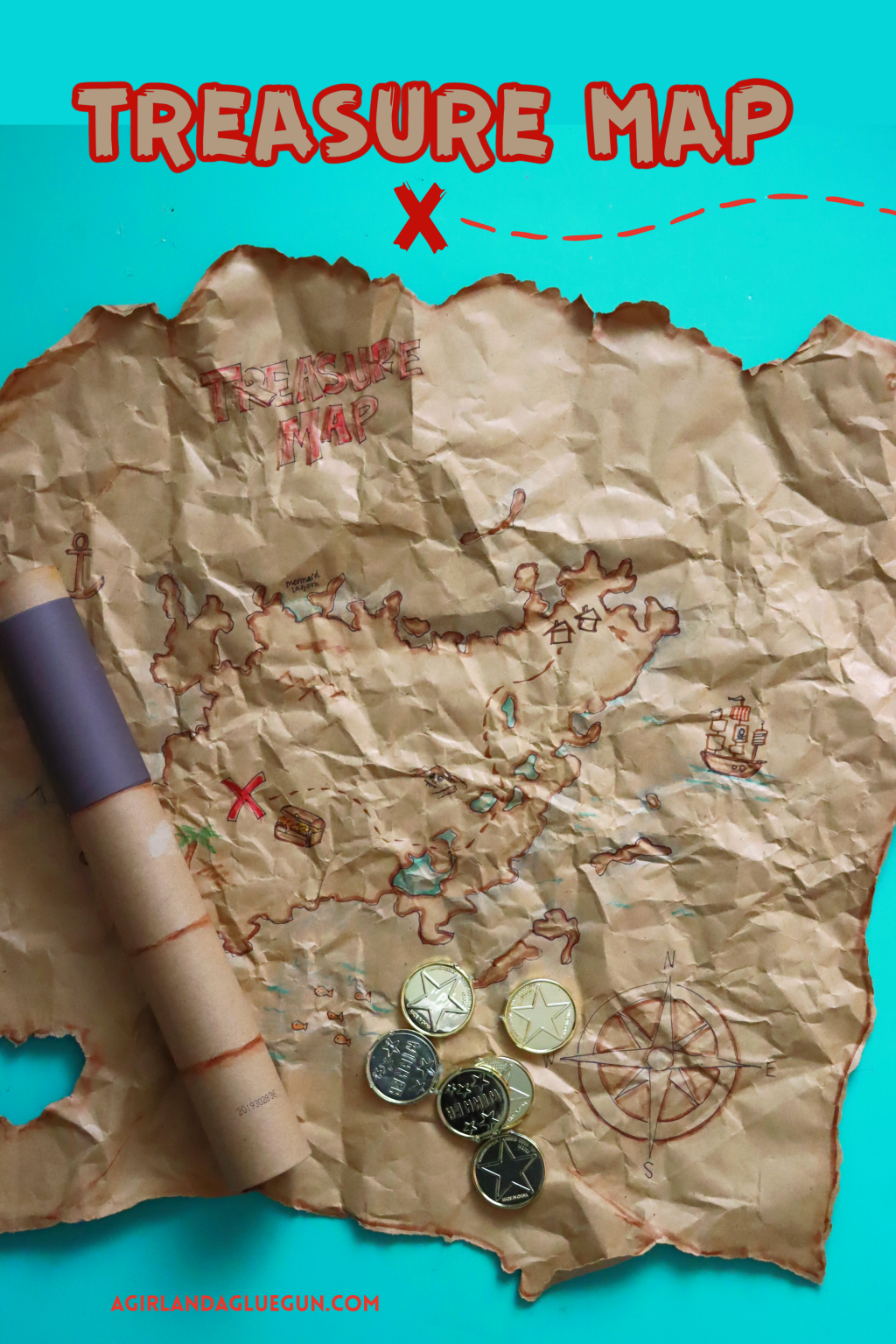 DIY treasure map for kids - A girl and a glue gun