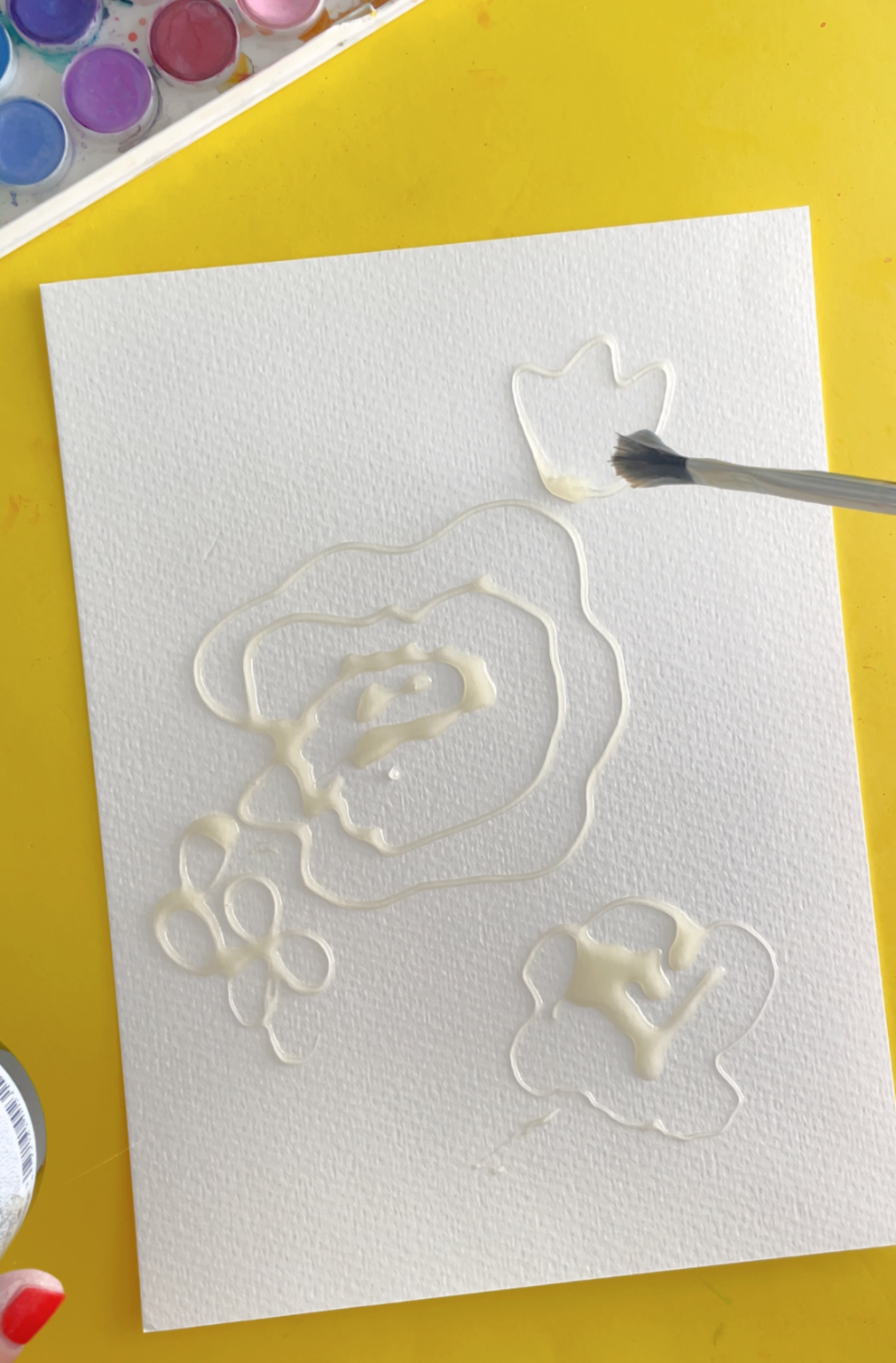 Easy Watercolor Resist Art - A girl and a glue gun