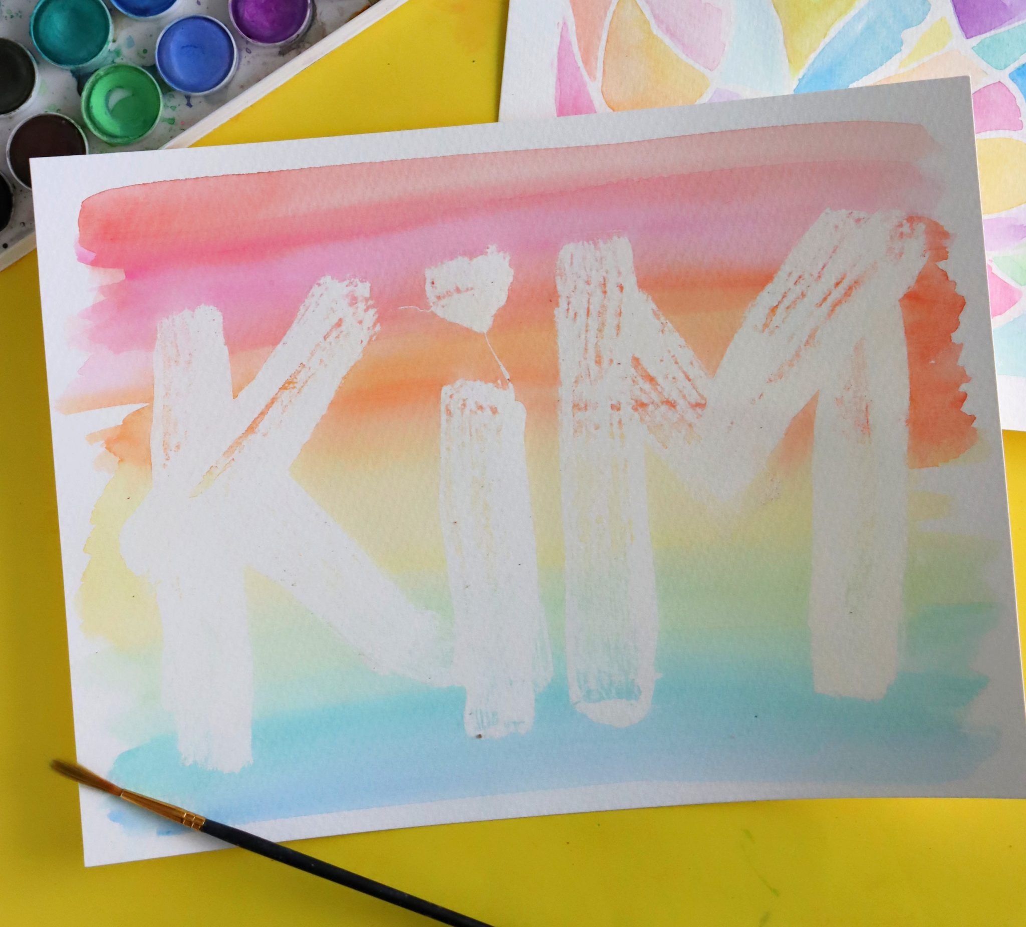 Easy Watercolor Resist Art - A girl and a glue gun