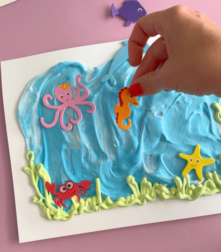 Kids puffy paint project - A girl and a glue gun