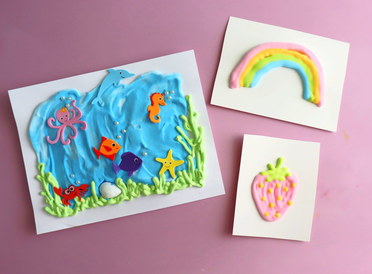 Kids puffy paint project - A girl and a glue gun