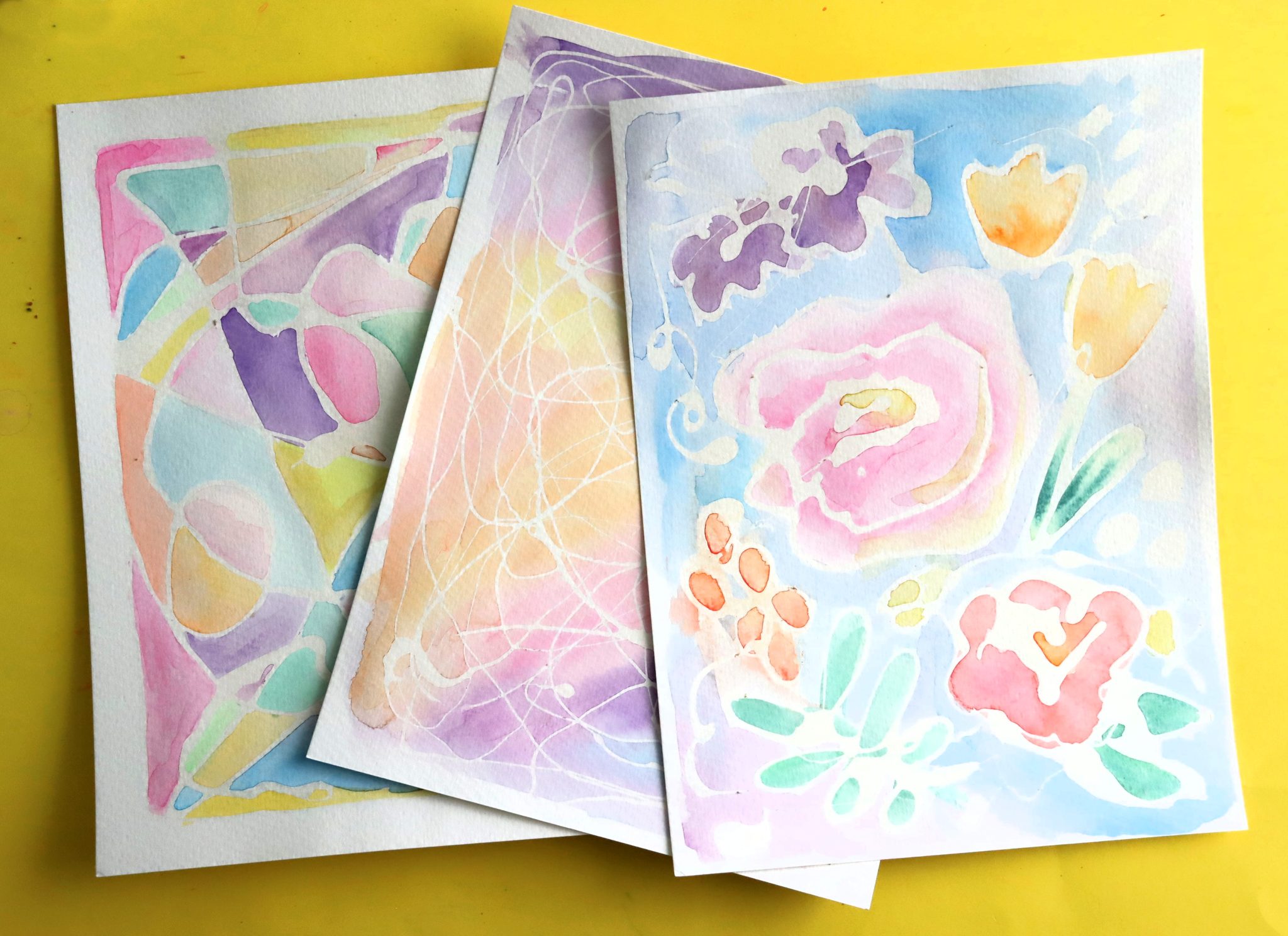 Easy Watercolor Resist Art - A girl and a glue gun