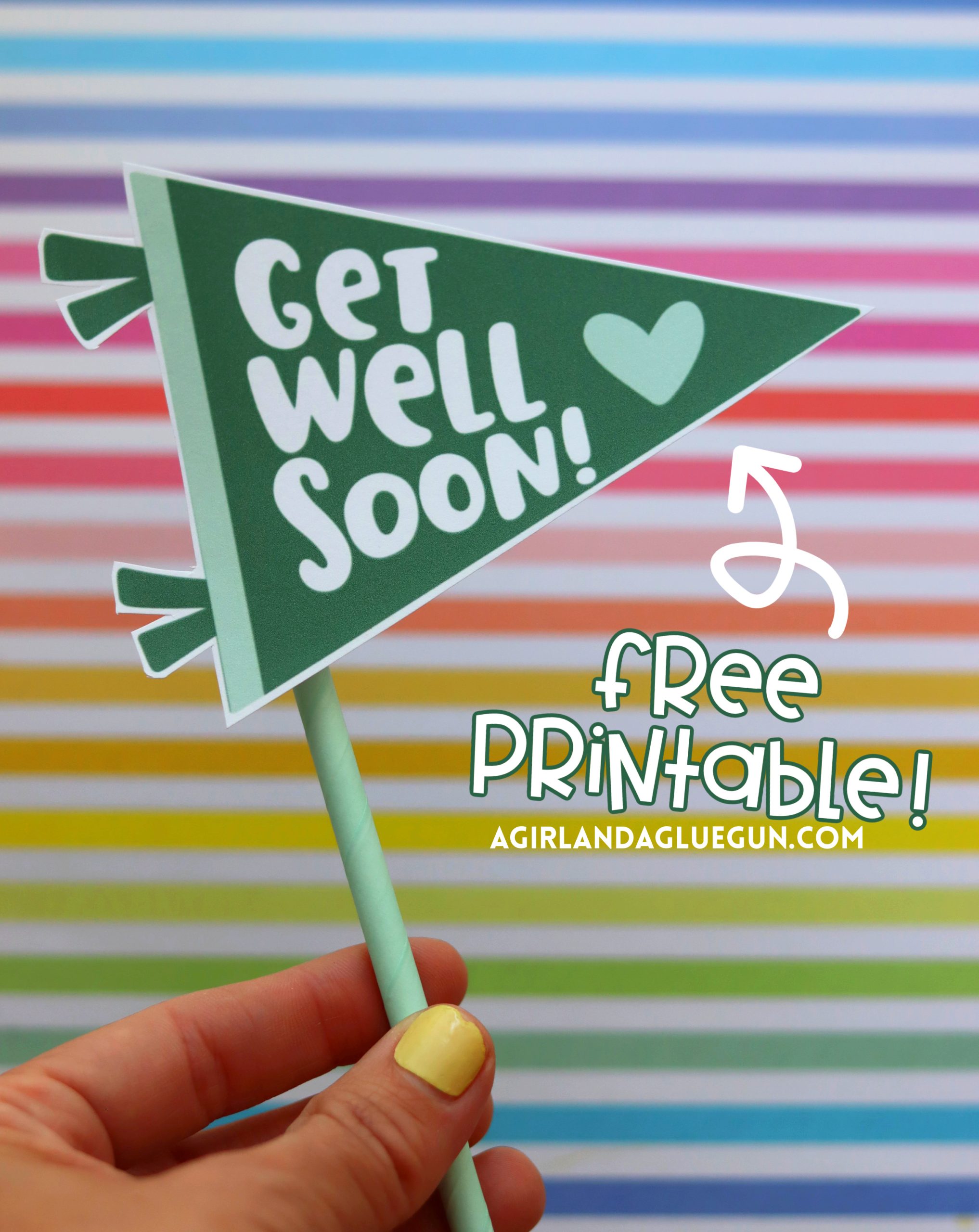 Thinking of you/ get well soon printable tag - A girl and a glue gun