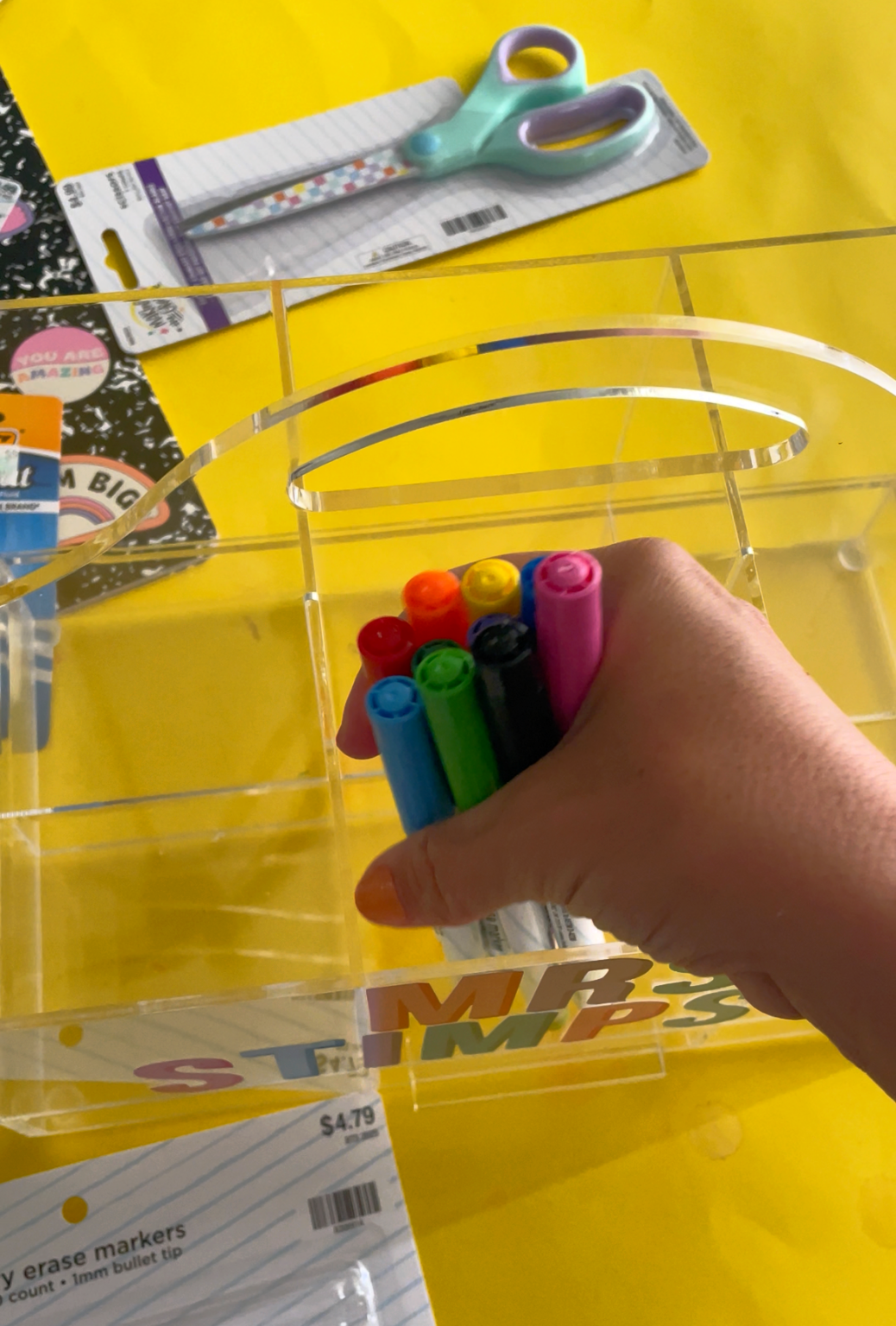 Teacher Supply Caddy - A girl and a glue gun