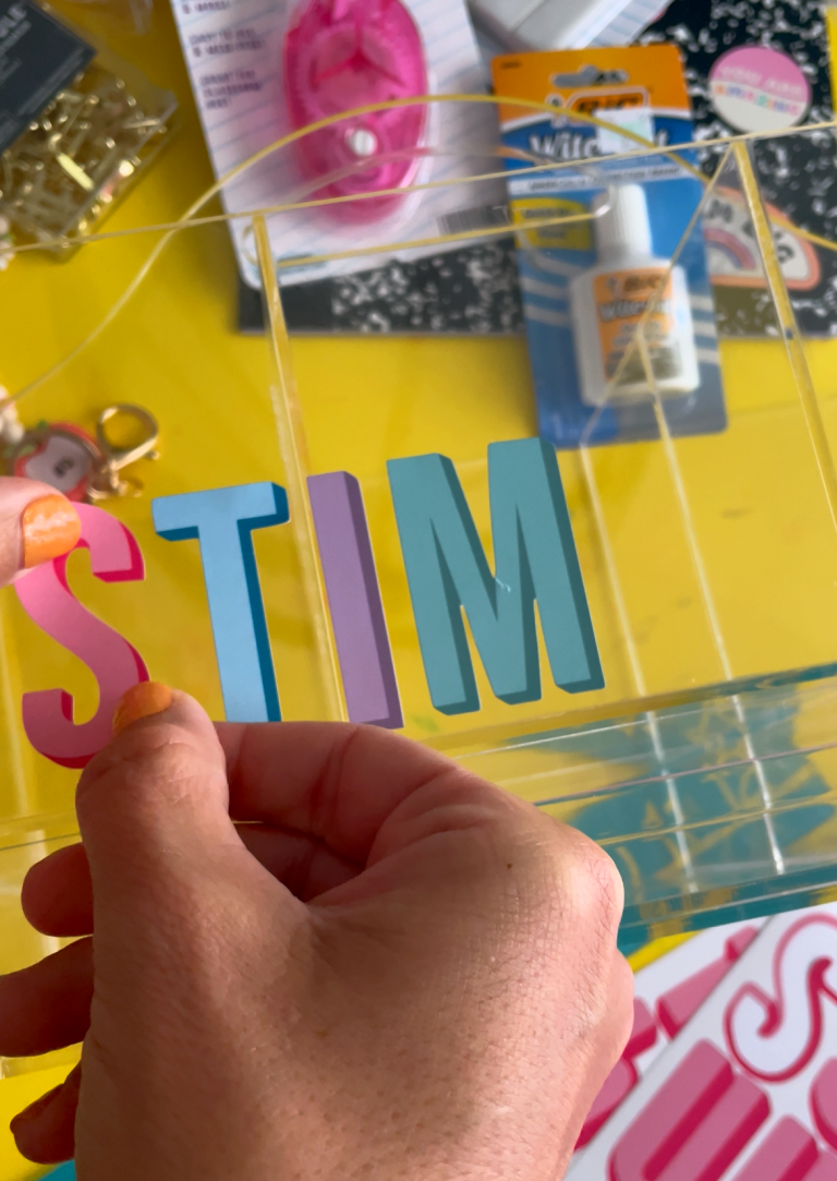 Teacher Supply Caddy - A girl and a glue gun