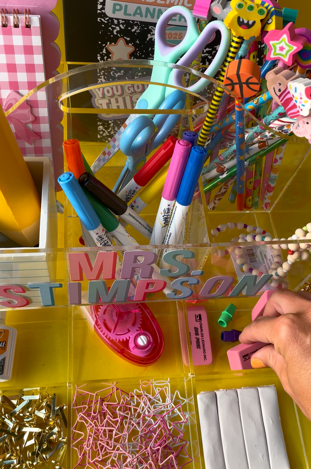 Teacher Supply Caddy - A girl and a glue gun