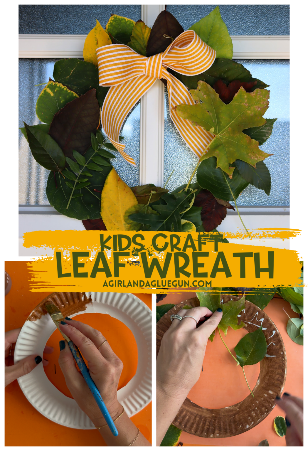 Diy Leaf Wreath Craft - A girl and a glue gun