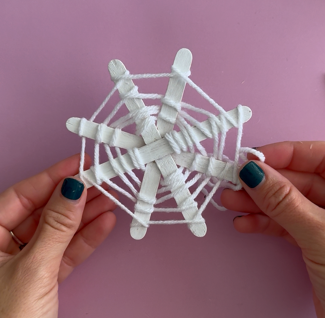 Creepy Crawly Fun: Make a Spiderweb craft with Popsicle Sticks and Yarn ...