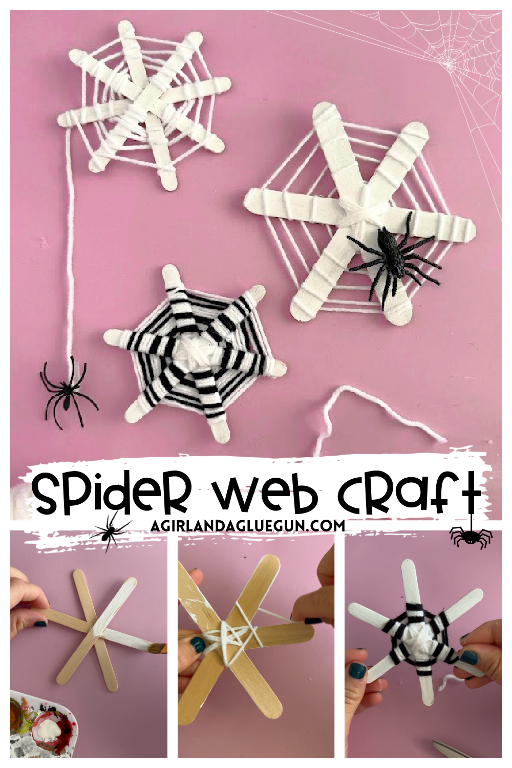 Creepy Crawly Fun: Make a Spiderweb craft with Popsicle Sticks and Yarn ...