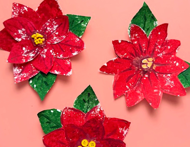 Stamped Poinsettia Craft for Kids - A girl and a glue gun