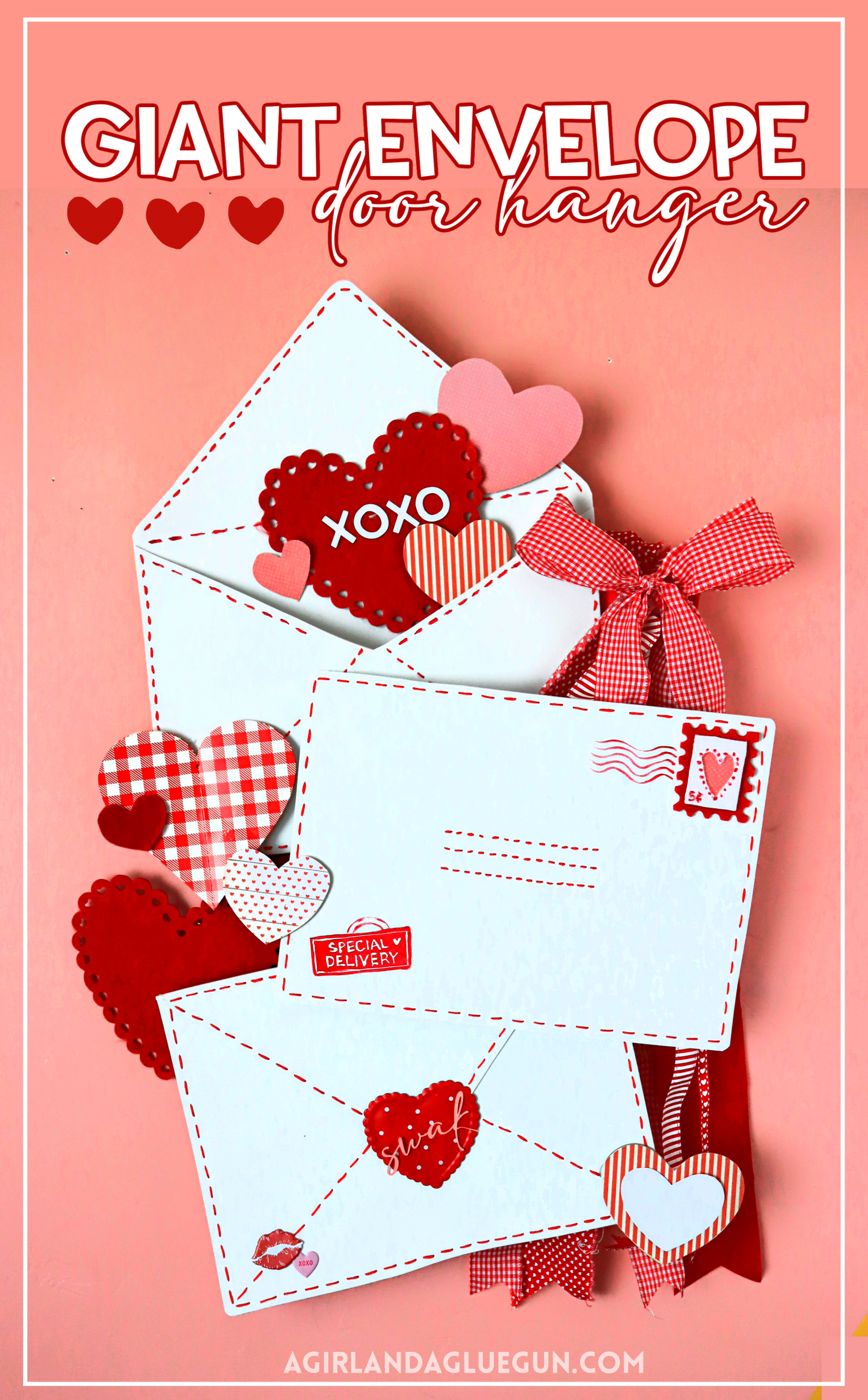DIY Foam Envelope Door Hanger for Valentine’s Day - A girl and a glue gun