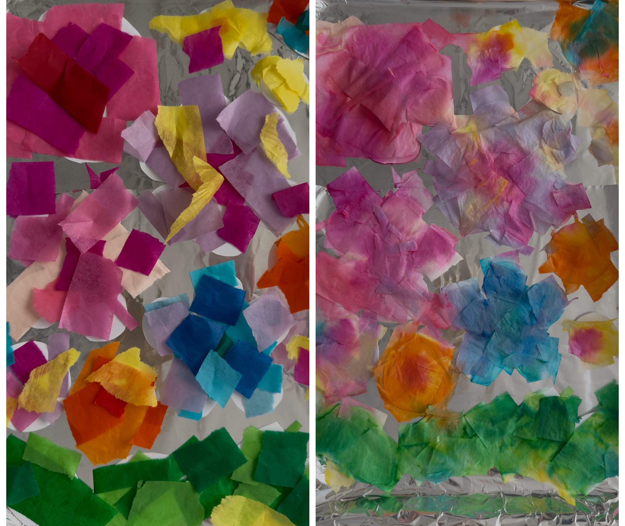 Tissue Paper Spring Craft for Kids - A girl and a glue gun