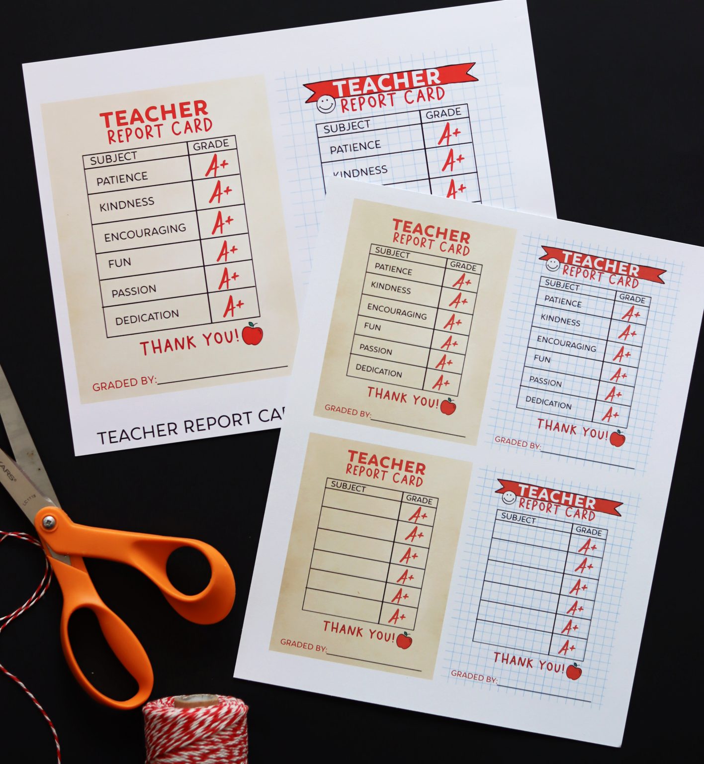 Teacher Appreciation Gift Idea: Printable Report Card Thank You Tag - A ...
