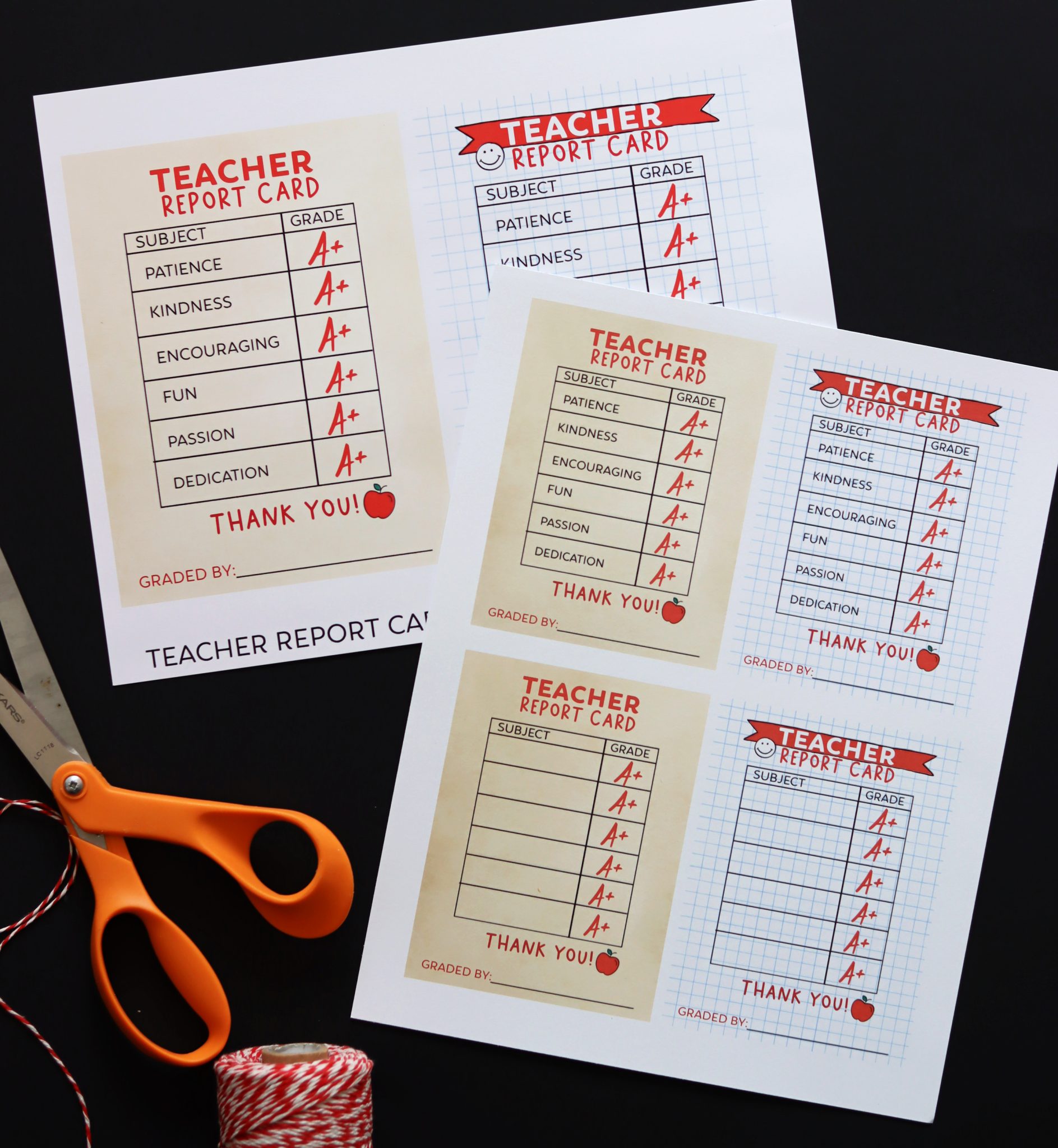 Teacher Appreciation Gift Idea: Printable Report Card Thank You Tag - A ...